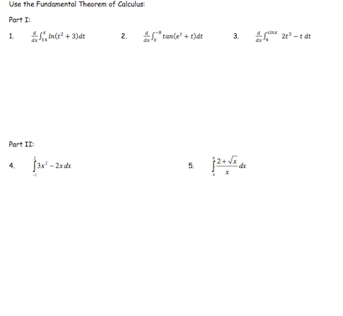Solved Use the Fundamental Theorem of Calculus: Part I: 1. | Chegg.com