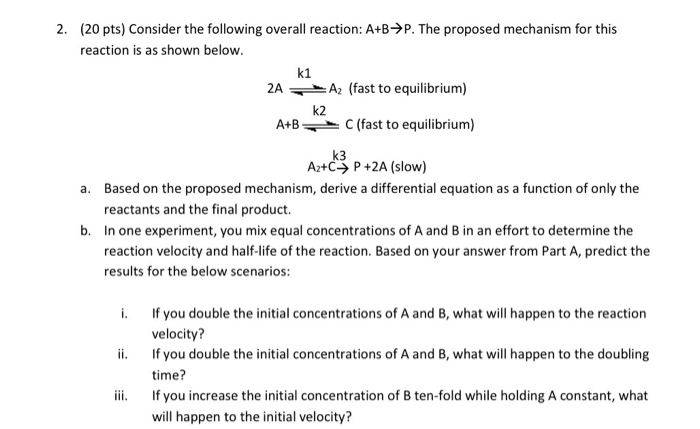 Solved Consider the following overall reaction: A+B | Chegg.com