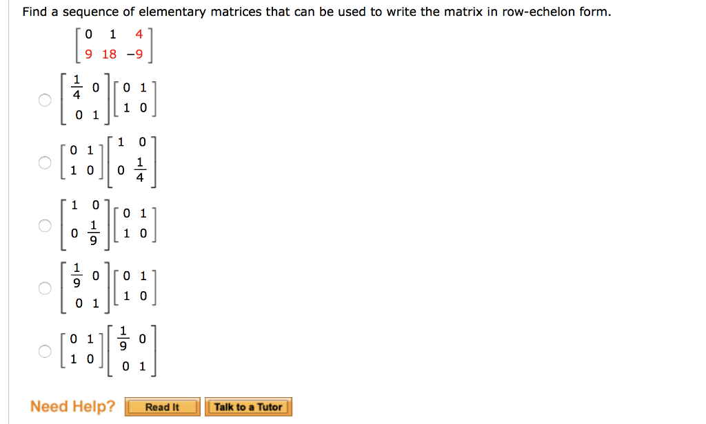 Solved Find A Sequence Of Elementary Matrices That Can Be
