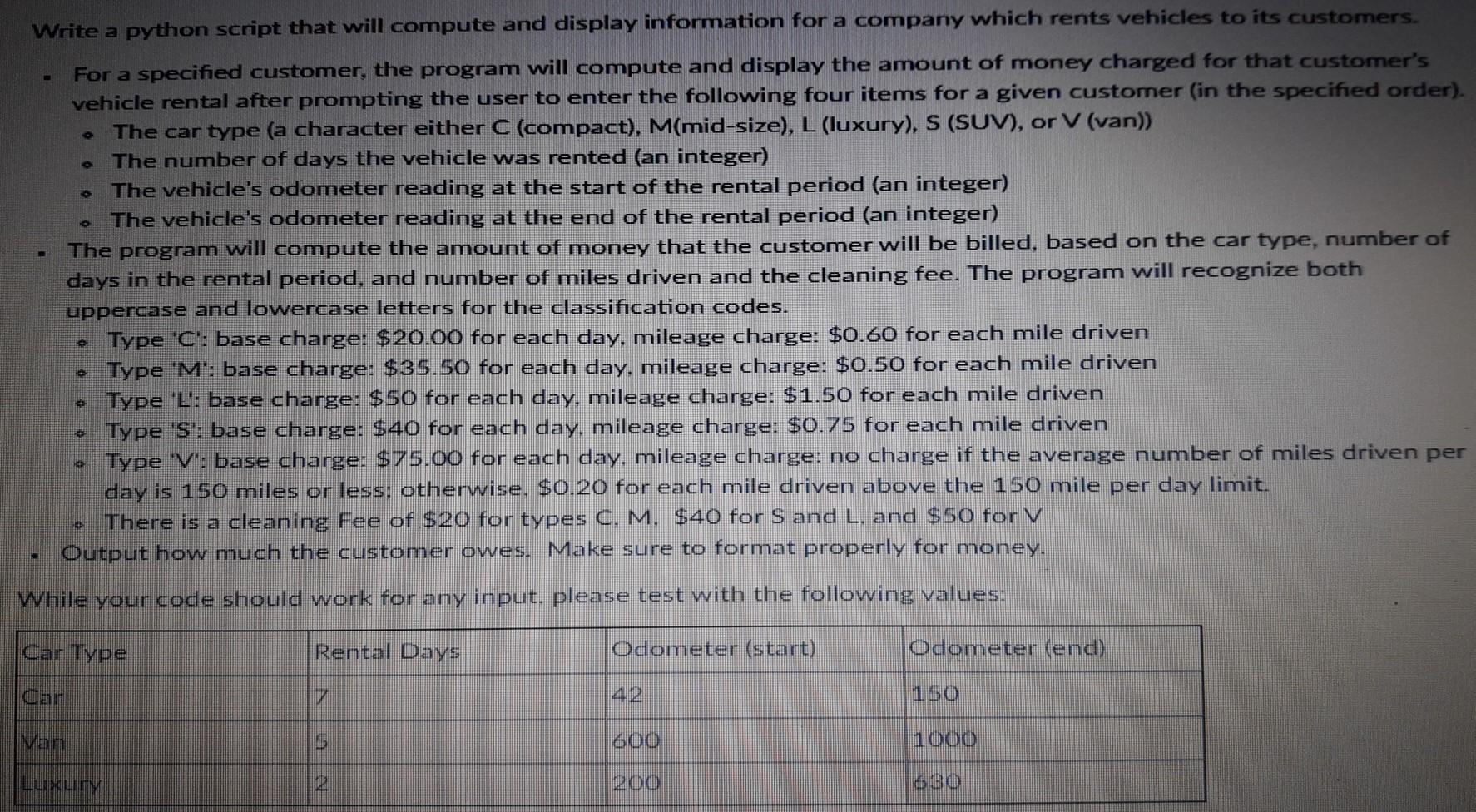 Solved Write A Python Script That Will Compute And Display Chegg