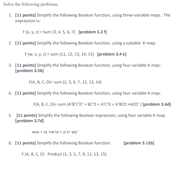 Solved Solve the following problems. 1. [11 points] Simplify | Chegg.com