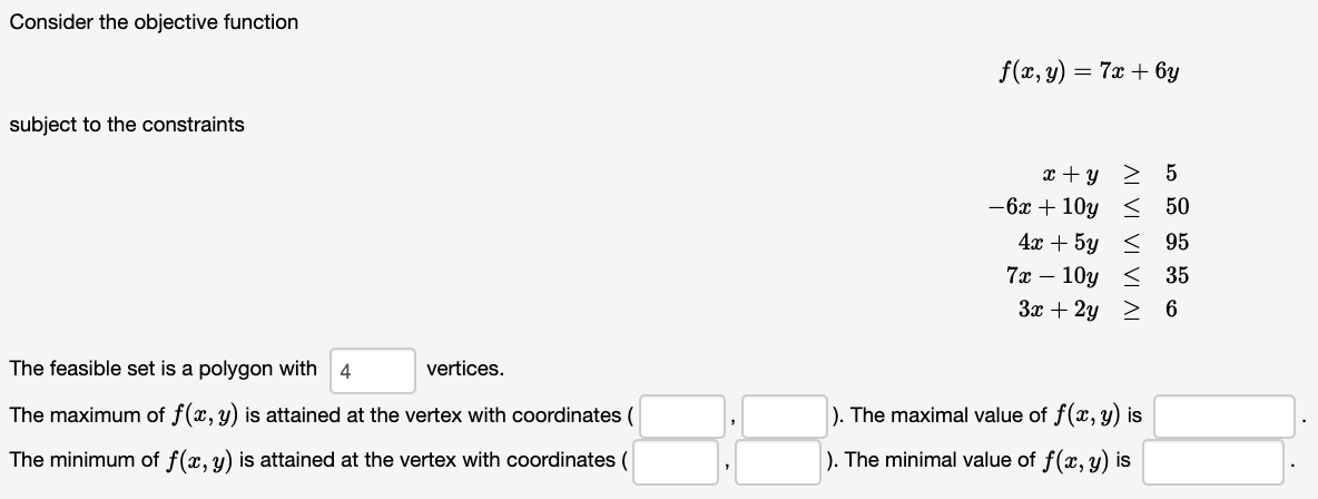 Solved Consider The Objective Function F X Y 7x 6y