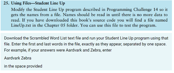 Solved 25. Using Files-Student Line Up Modify the Student | Chegg.com