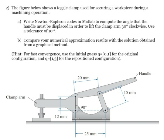 Solved 2) The figure below shows a toggle clamp used for | Chegg.com