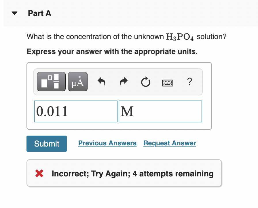 Solved A 5.40 mL sample of an H3PO4 solution of unknown | Chegg.com