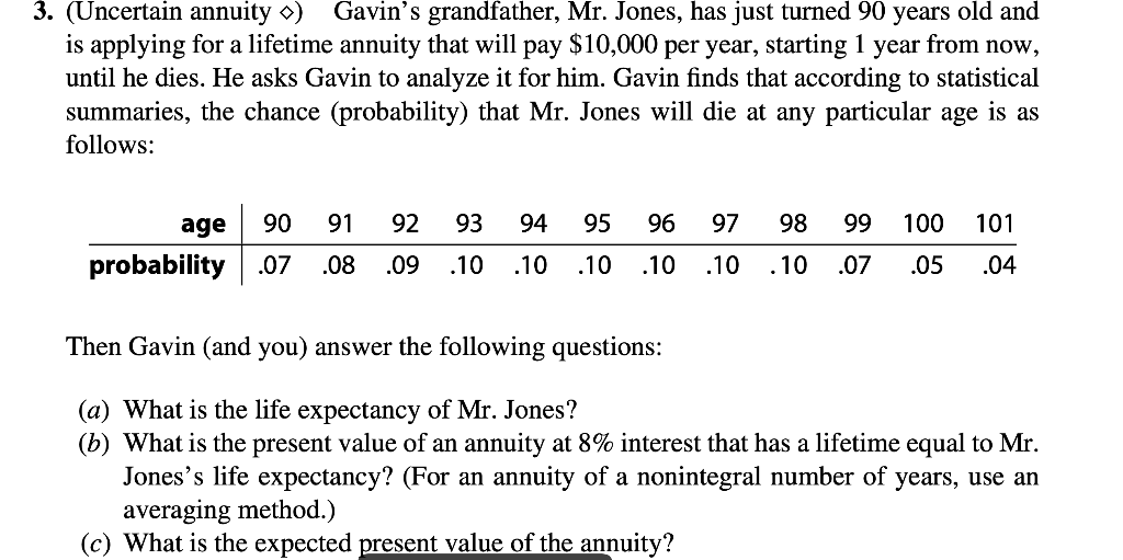 Solved 3. (Uncertain annuity ) Gavin's grandfather, Mr. | Chegg.com