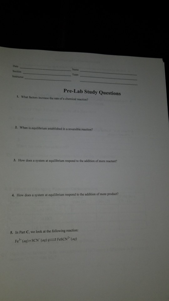 Solved Date Section Instructor Name Team Pre-Lab Study | Chegg.com