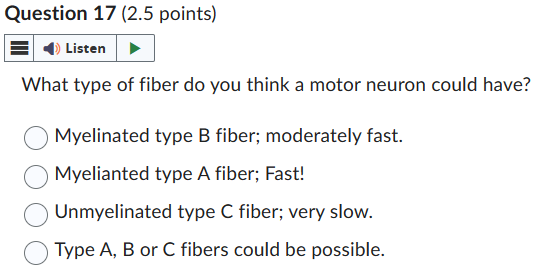 Solved Question 17 ( 2.5 ﻿points)What type of fiber do you | Chegg.com