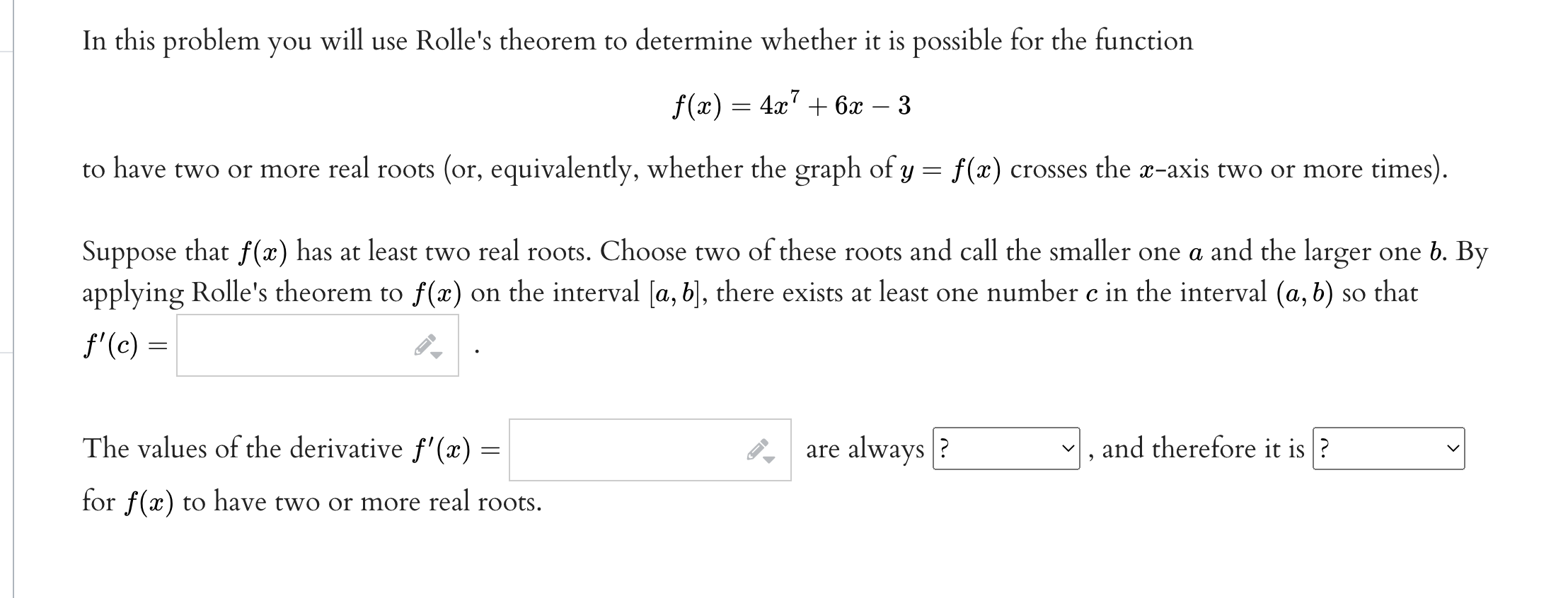 Solved In this problem you will use Rolle's theorem to | Chegg.com