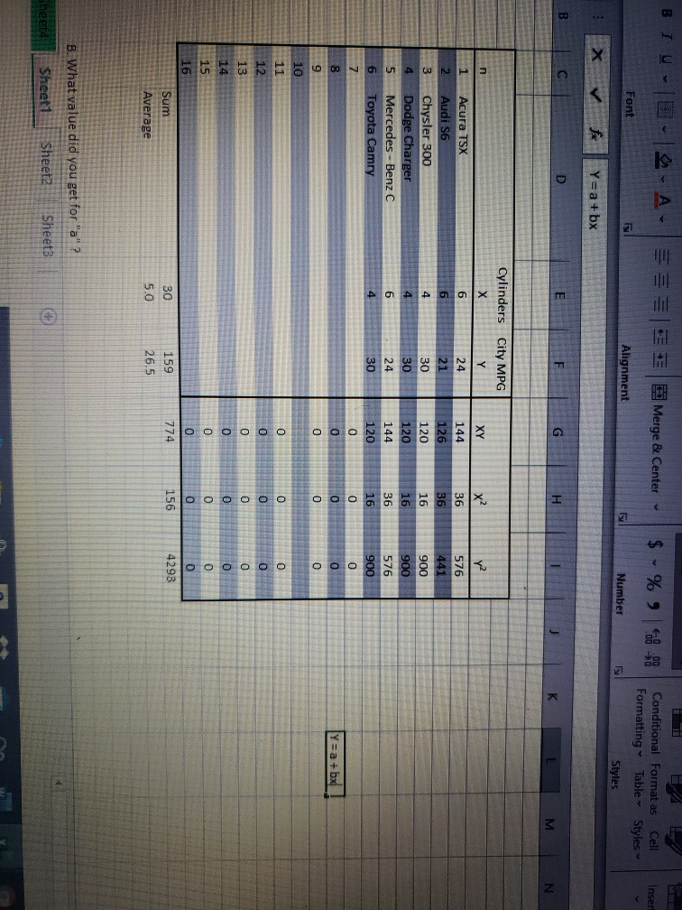 Solved BIU- 19 A. Merge & Center $ % 90 Inser Font | Chegg.com