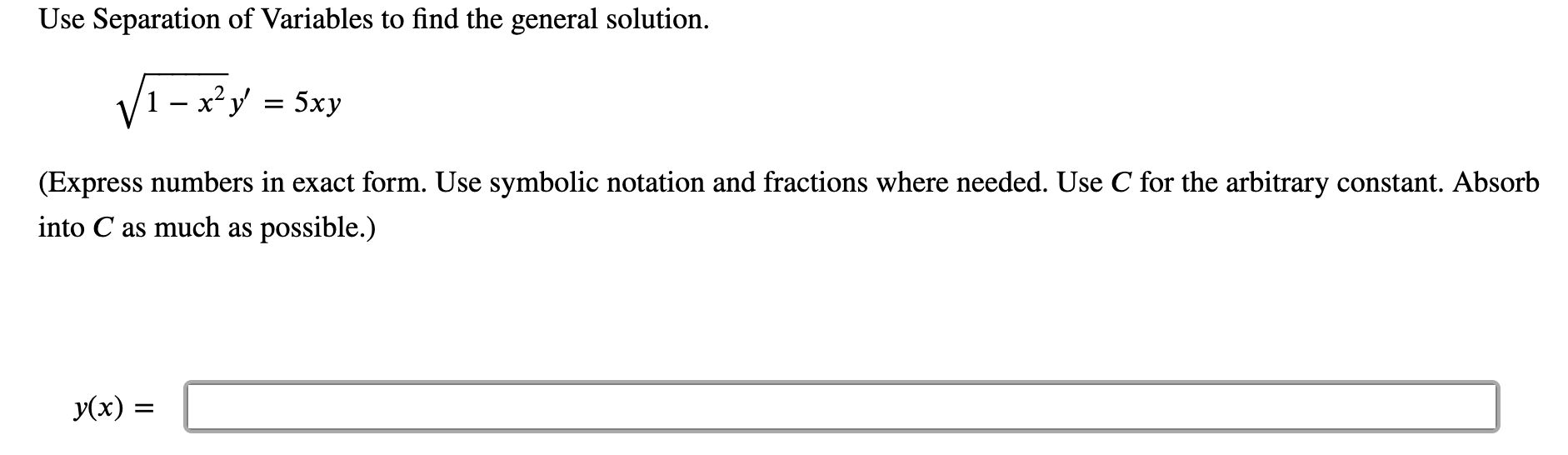 Solved Use Separation of Variables to find the general | Chegg.com