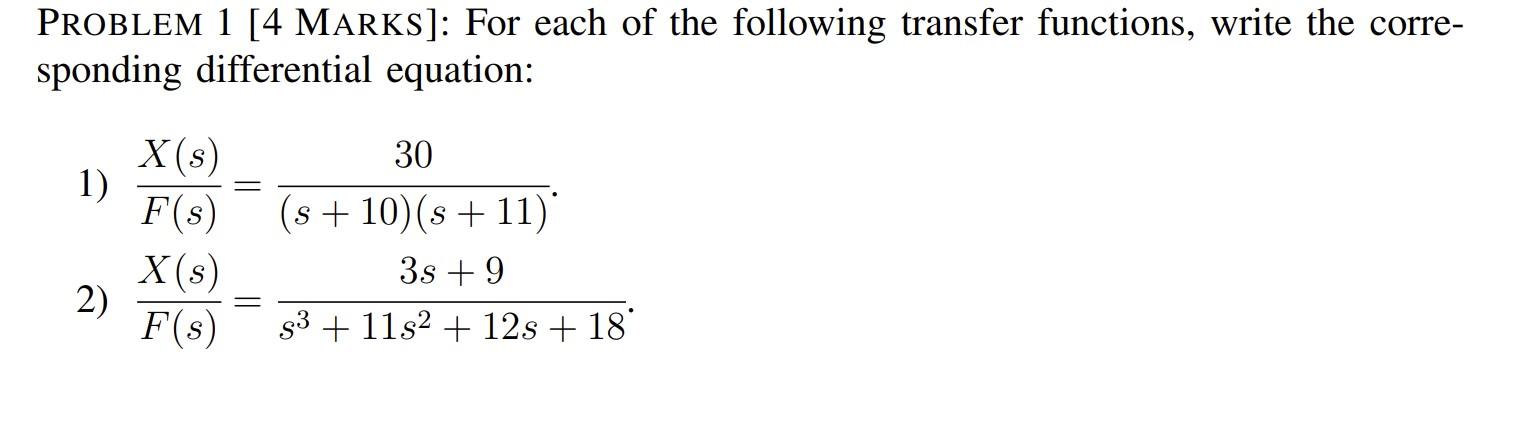 Solved PROBLEM 1 [4 MARKS]: For each of the following | Chegg.com