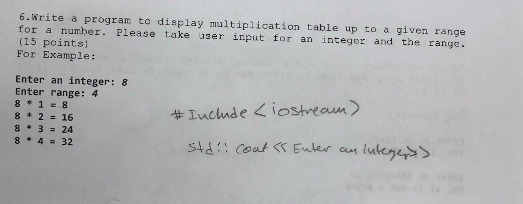 Solved 6·Write a program to display multiplication table up | Chegg.com