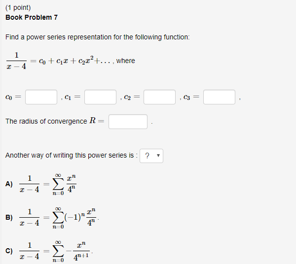Solved (1 point) Book Problem 7 Find a power series | Chegg.com