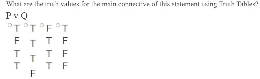 Solved What are the truth values for the main connective of | Chegg.com
