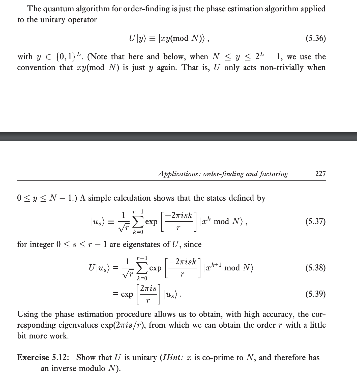 Solved exercise from the book Quantum Computation and | Chegg.com
