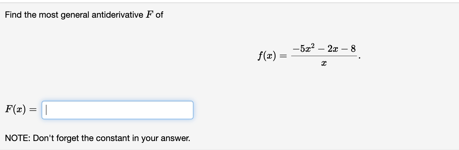 Solved Find The Most General Antiderivative F Of