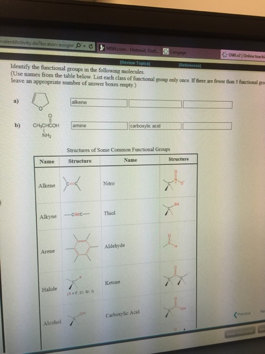Solved Identify the functional groups in the following | Chegg.com