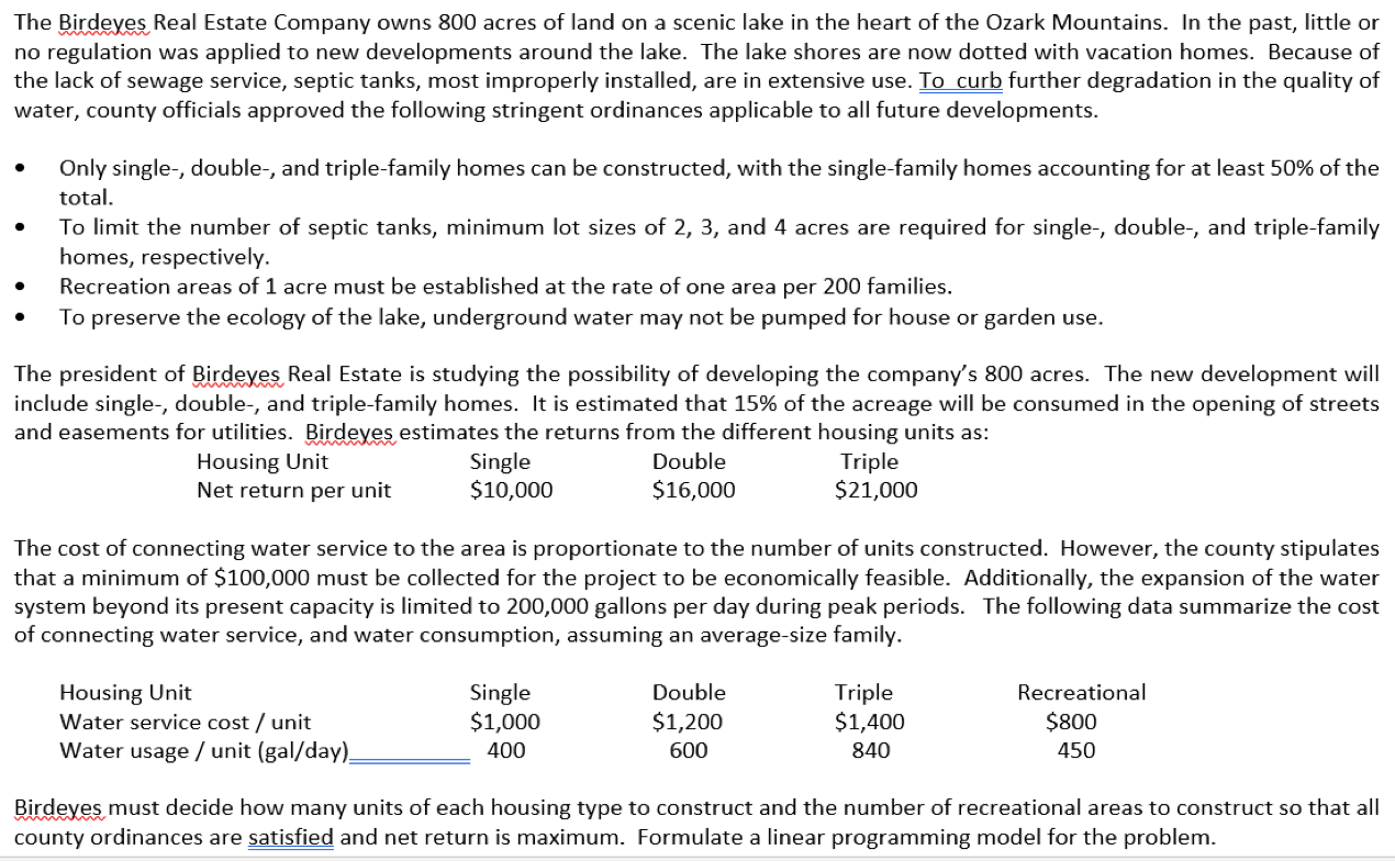 Formulate the problem as a linear programming model. | Chegg.com