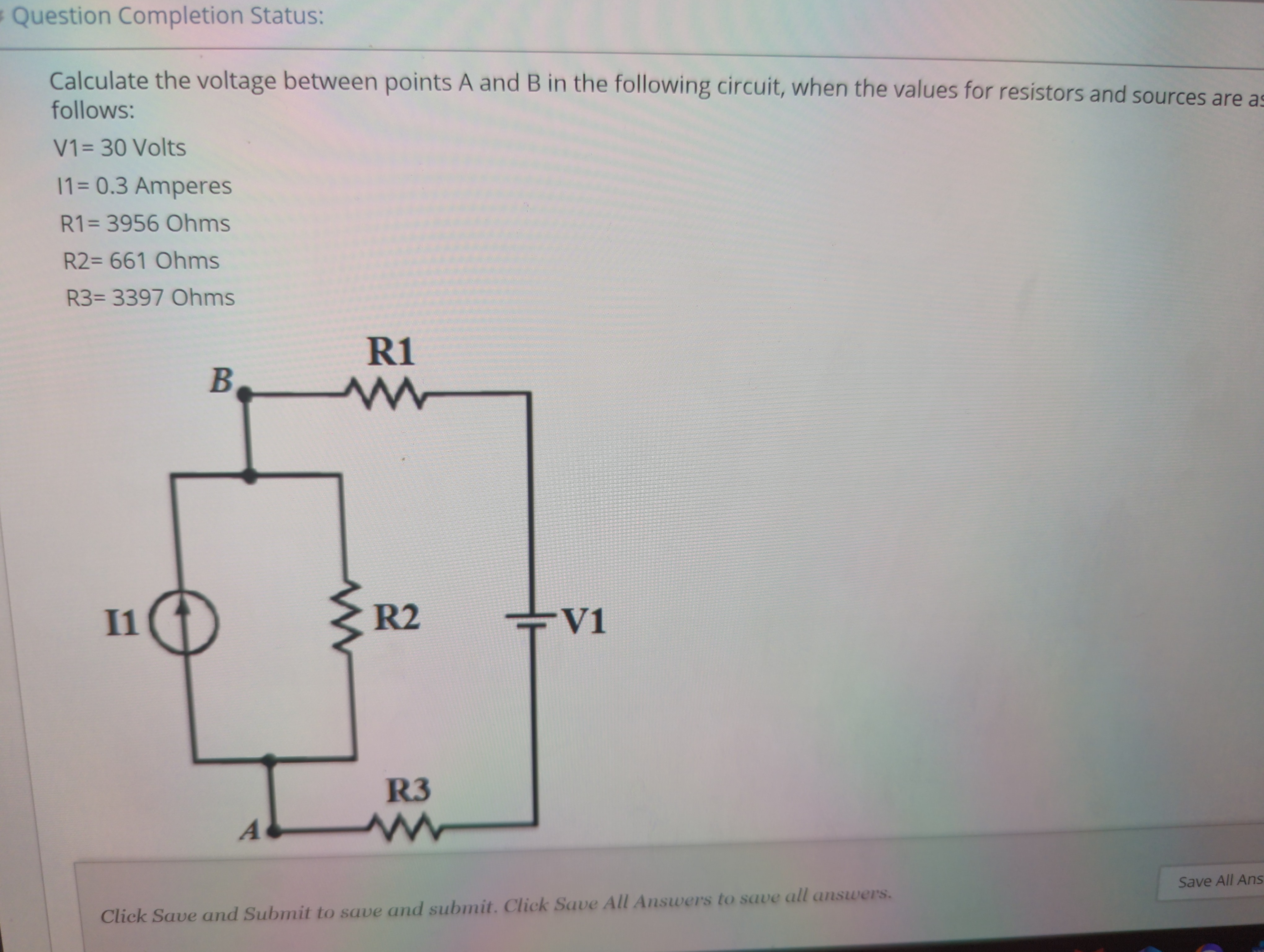 Solved Calculate the voltage between points A and B in the | Chegg.com