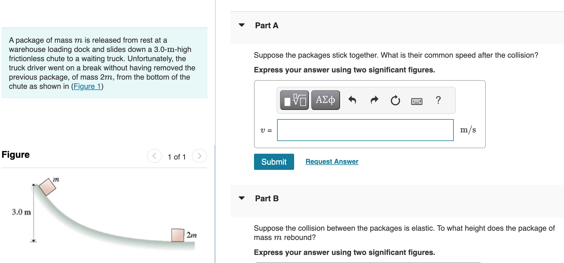 Solved A package of mass m is released from rest at a | Chegg.com