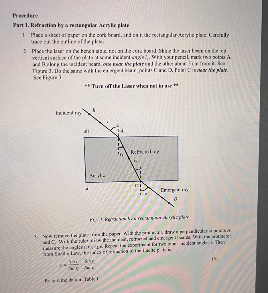 Solved REFRACTION Purpose a. To study the refraction of | Chegg.com