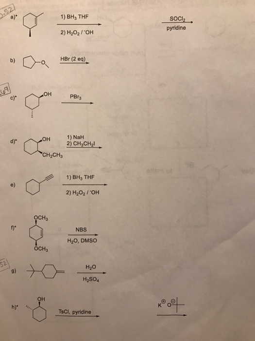 Solved 1) BH3 THF a) 2) H202 OH o HBr (22 eq) OH PBre c) d)" | Chegg.com