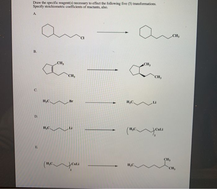 Solved Draw the specific reagent(s) necessary to effect the | Chegg.com