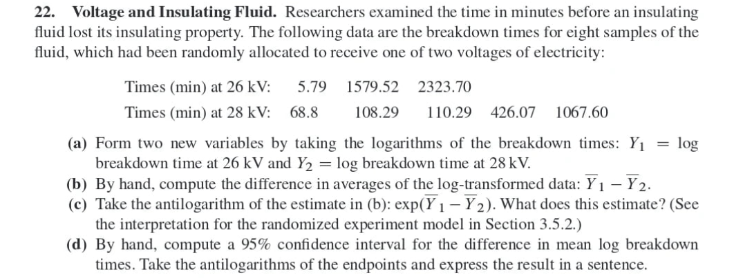 Solved 22. Voltage and Insulating Fluid. Researchers | Chegg.com