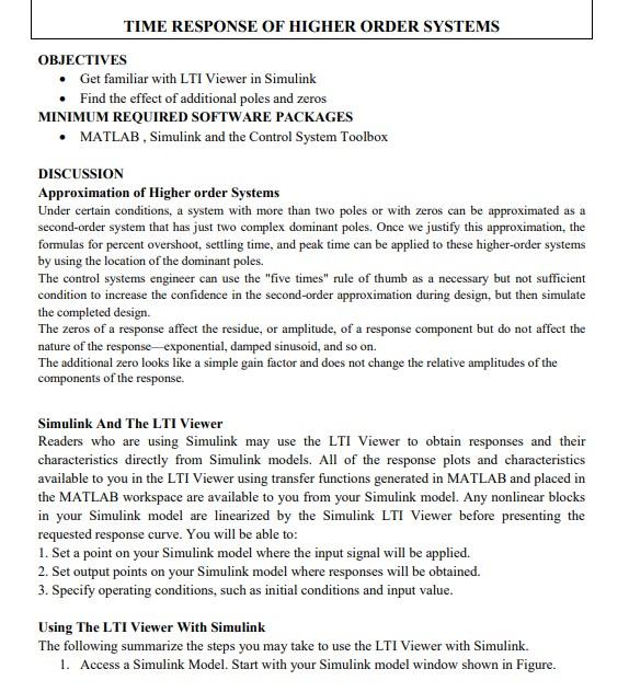 Solved TIME RESPONSE OF HIGHER ORDER SYSTEMS OBJECTIVES Get | Chegg.com