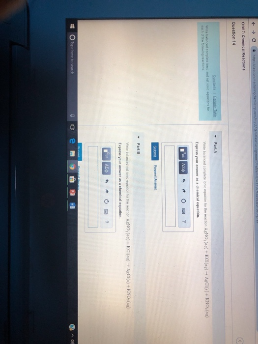 Solved - Part A Classify the following unbalanced chemical | Chegg.com