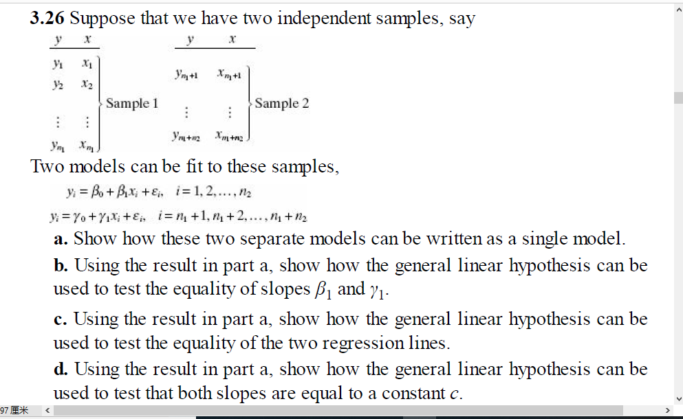 Solved 3.26 Suppose that we have two independent samples, | Chegg.com