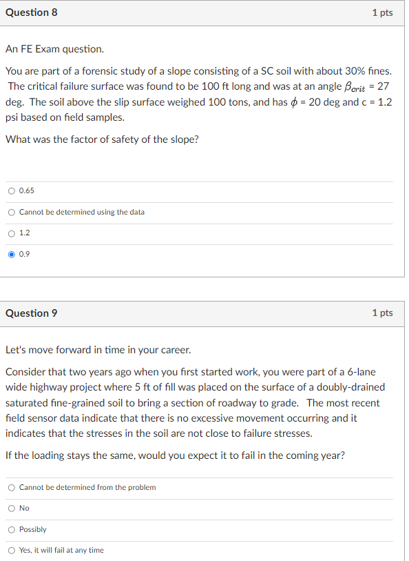 Question 8 1 pts An FE Exam question. You are part of | Chegg.com
