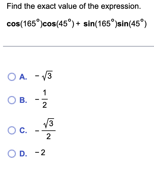 Solved Find the exact value of the expression. | Chegg.com