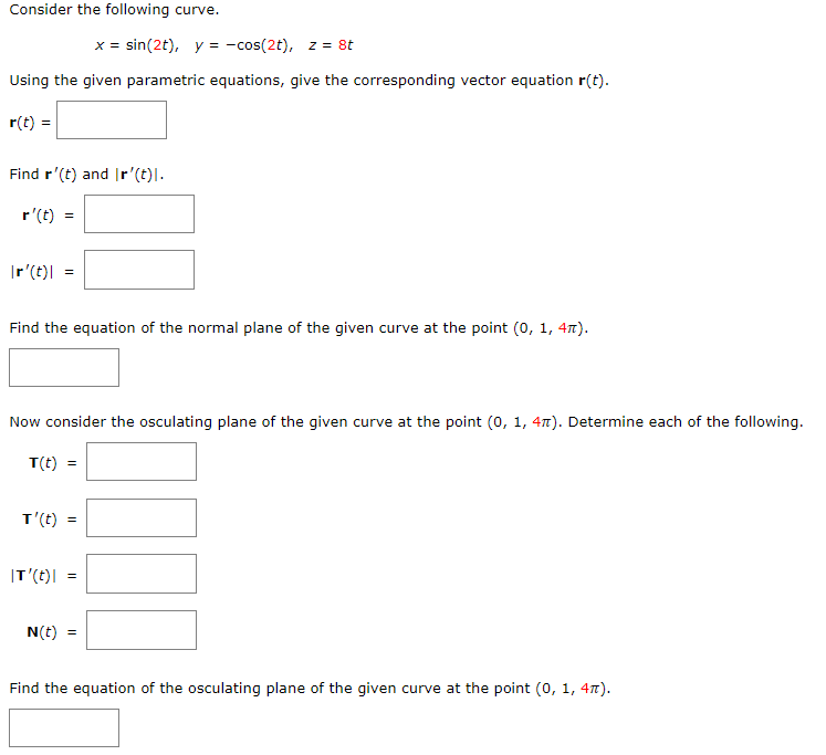 Solved Consider the following curve. | Chegg.com