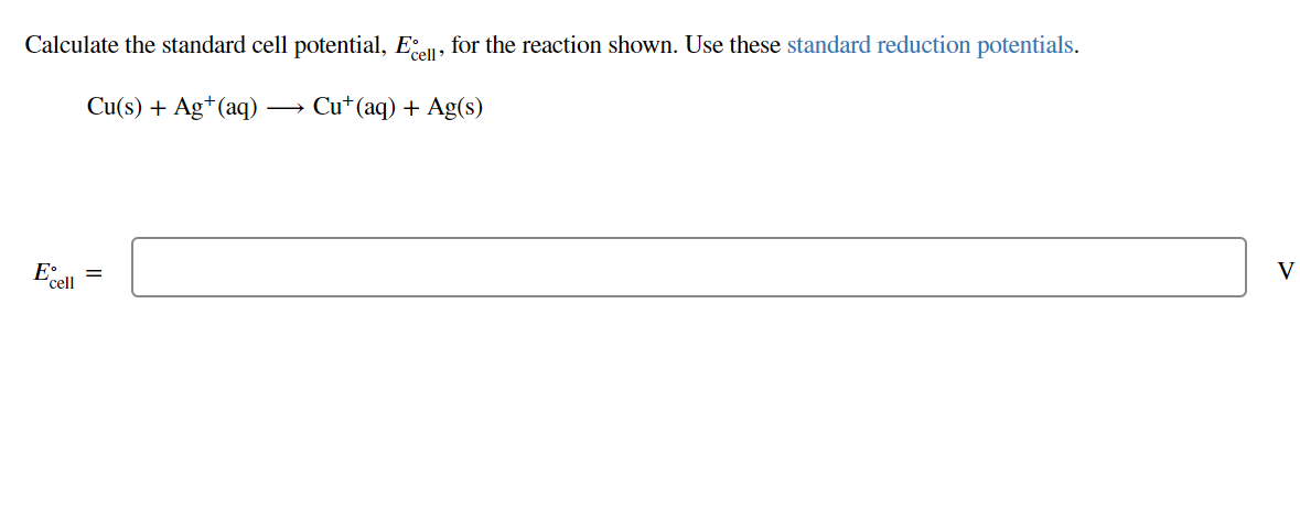 Solved Calculate The Standard Cell Potential Ecell ∘ For