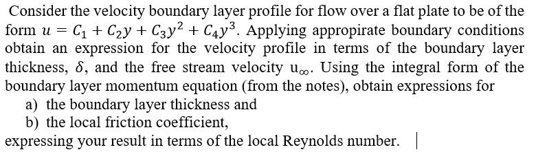 Solved Consider the velocity boundary layer profile for flow | Chegg.com