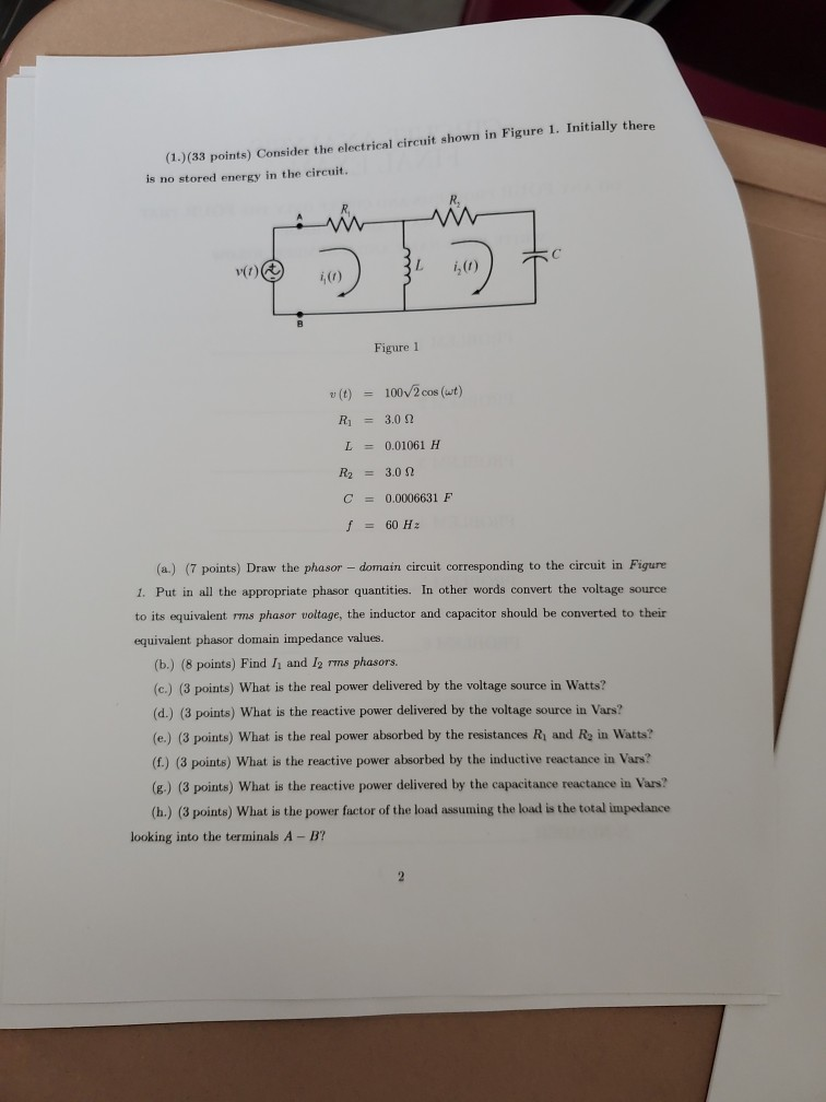 Solved (1.)(88 points) Consider the electrical circuit shown | Chegg.com