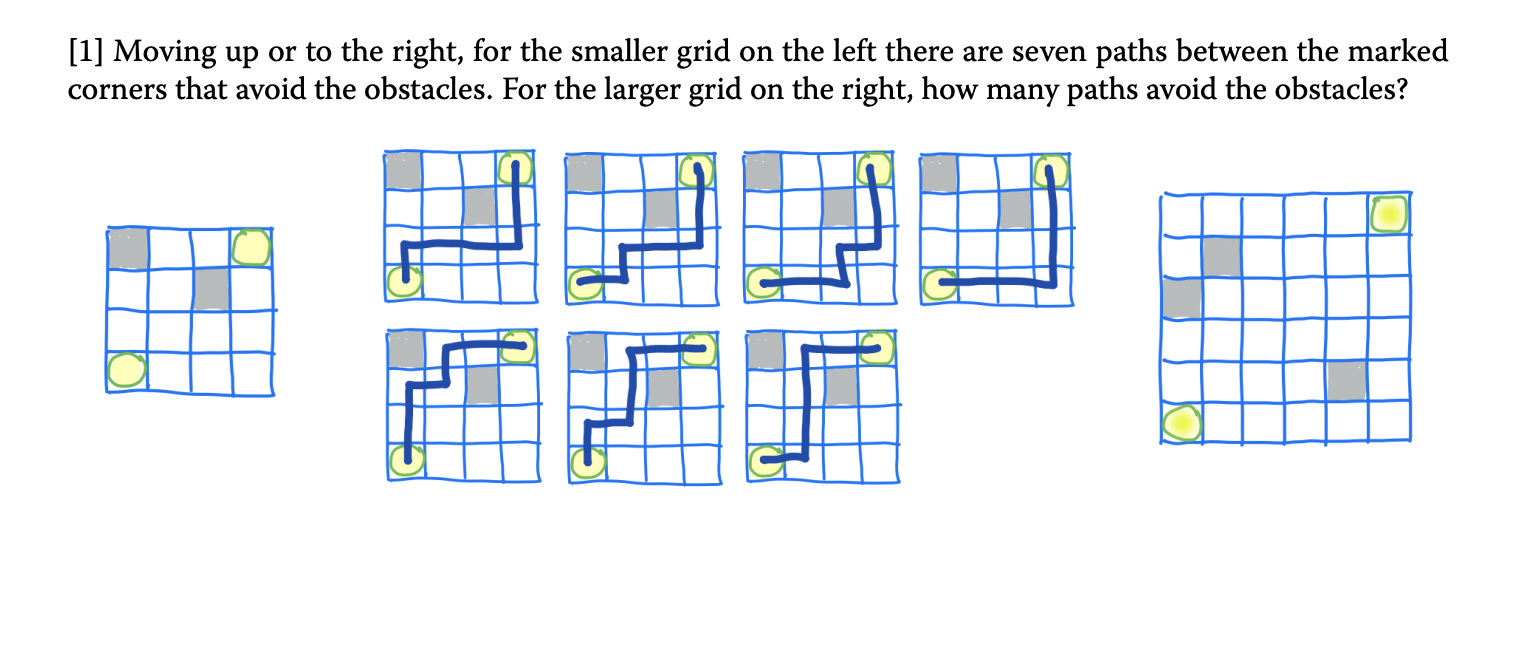 Solved [1] Moving up or to the right, for the smaller grid | Chegg.com