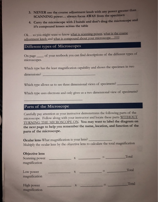 3. NEVER use the course adjustment knob with any | Chegg.com
