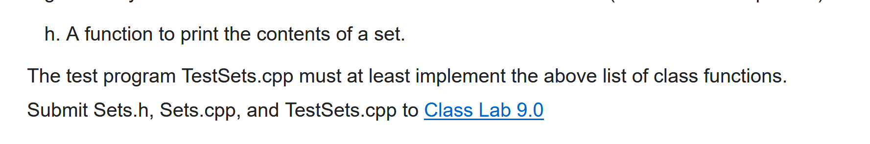 Solved Declare and define a class Sets representing a set of | Chegg.com