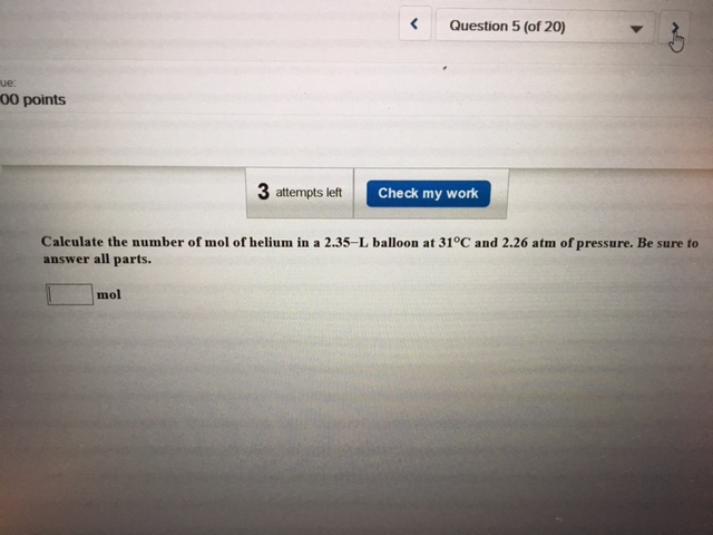 Solved Question 5 (of 20) ue 00 points 3 attempts left Check | Chegg.com