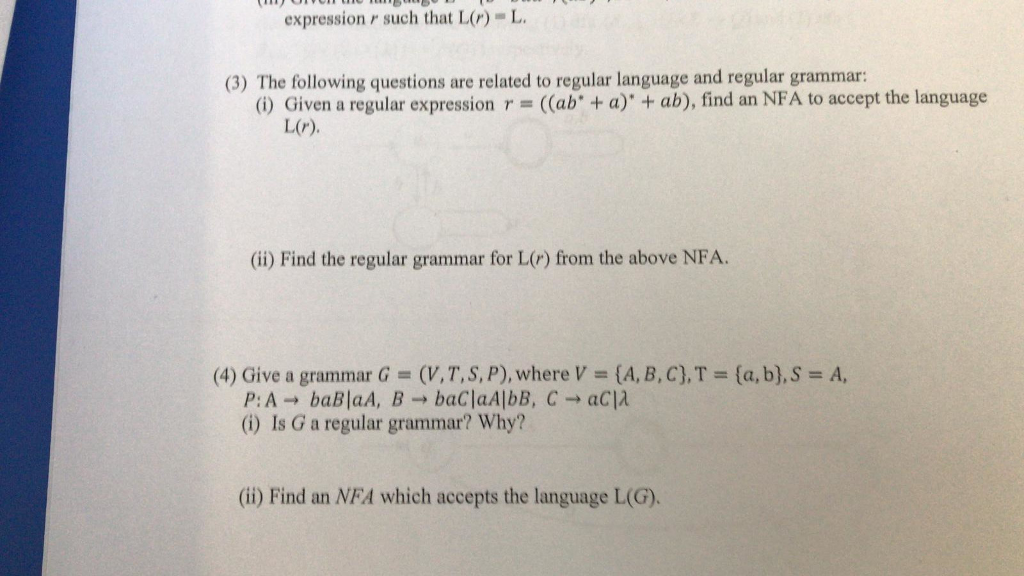 Solved expression r such that L(r) L (3) The following | Chegg.com