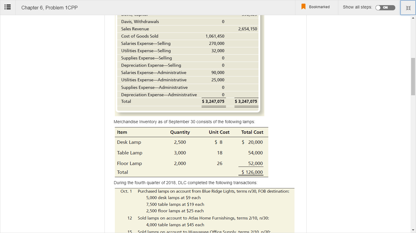 Chapter 6, Problem 1CPP Bookmarked Show all steps: ON | Chegg.com