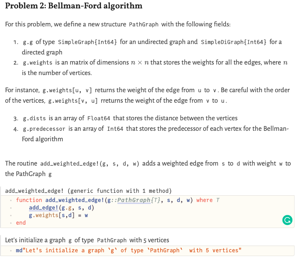 Solved Problem 2: Bellman-Ford algorithm For this problem, | Chegg.com