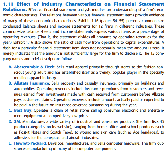 1.11 Effect of Industry Characteristics on Financial | Chegg.com