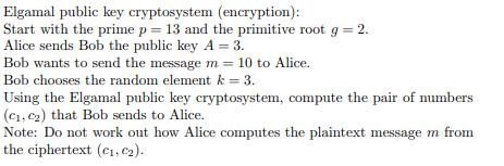 Solved Elgamal public key cryptosystem (encryption): Start | Chegg.com