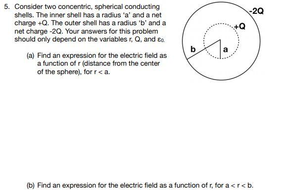 Solved -20 +Q 5. Consider two concentric, spherical | Chegg.com