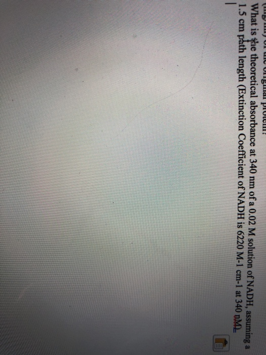 Solved What is the theoretical absorbance at 340 nm of a | Chegg.com