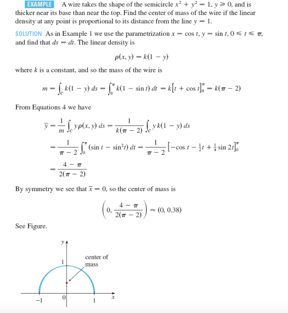 Solved EXAMPLE A wire takes the shape of the semicircle x² + | Chegg.com